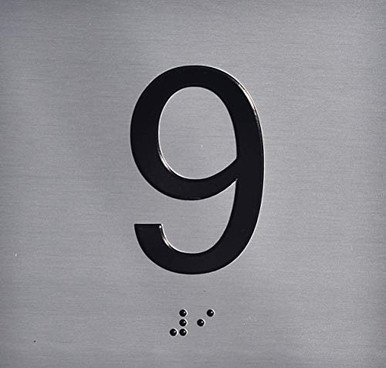 9TH Floor Elevator Jamb Plate Sign with Braille and Raised Number ...