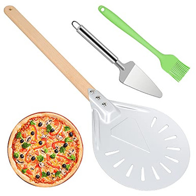 Selftek 8" Turning Pizza Peel Round Perforated Pizza Shovel Paddle for ...