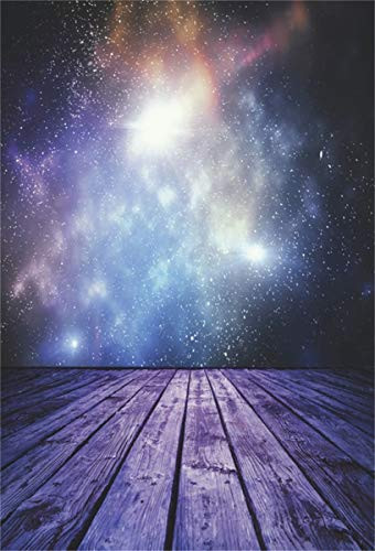 YEELE Starry Sky Stage Backdrop 5x7ft Dreamy Stage with Wood Floor and ...