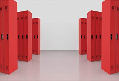 YEELE Locker Room Backdrop 7x5ft Red Metal Lockers on The Floor ...