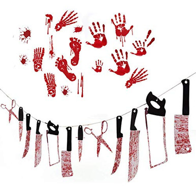 Halloween Bloody Stickers Hanging Knives Bloody Garland Bloody ...