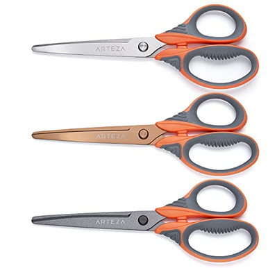 Arteza Craft Scissors Set of 3 8-Inch Scissors with Different Blades ...