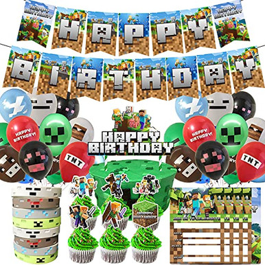 Pixel Party Supplies for Game Fans Pixel Birthday Party Decorations for ...