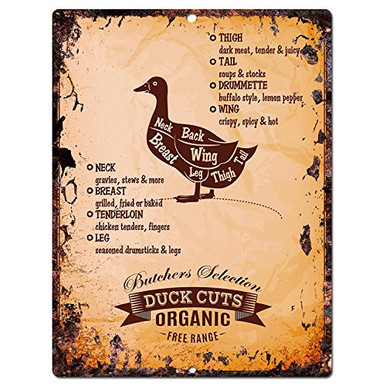 Chic Sign Duck Meat Cuts Guide Chart Retro Rustic Vintage Kitchen Wall ...