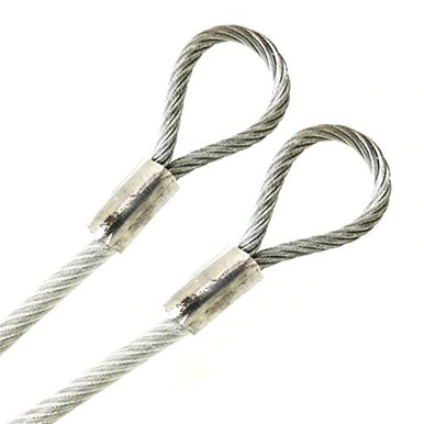 PSI, 3/16" Vinyl Coated Galvanized Steel Cable with Loop Ends, 1/8 ...