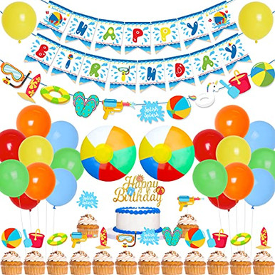 Beach Birthday Party Decoration Beach Themed Party Supplies with Banner ...