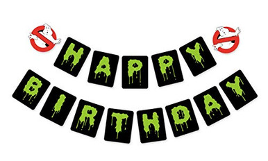 Ghost Buster Birthday Banner, Green Slimer Ghostbusters Inspired Bday ...