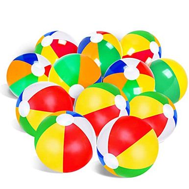 Mototo 24 Pack Inflatable Beach Balls Classic Rainbow Color Swimming ...