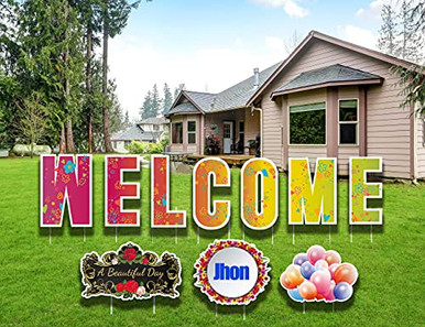 TUBAGOU Outdoor Welcome Yard Sign with Stakes Support Custom Sign ...