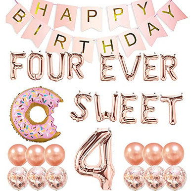 Four Ever Sweet Birthday Decorations, 4 Four Year Old Fourth 4th ...