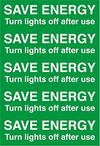 5 x Save Energy Turn Off Lights Light Switch Stickers -each measures 3 ...