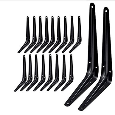 20 Pack Shelf Brackets 8 Inch ?Black Heavy Duty Wall-Mounted L-Shaped ...
