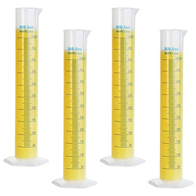 4Pack 500ml Plastic Graduated Cylinder, Transparent Measuring Cylinder ...
