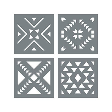Set of Four 11.5-Inch Tile Stencils in a Modern Scandinavian Stencil ...
