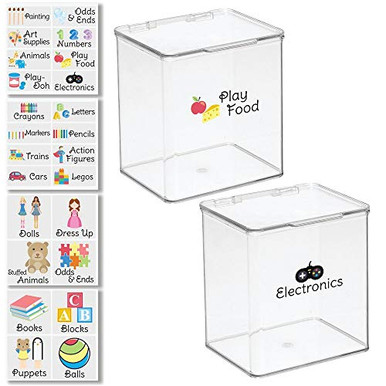 mDesign Plastic Stackable Storage Organizer Toy Box with Lid for Action ...
