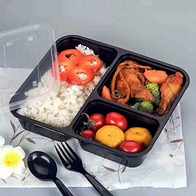 3 Compartment Reusable Plastic Food Storage Containers With Lids ...
