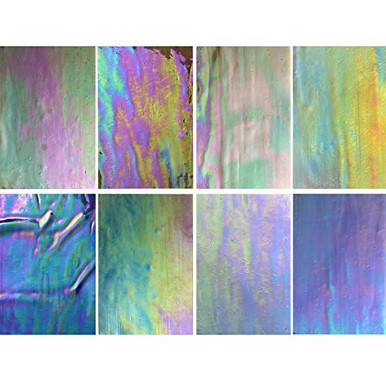 LITMIND 8 Pack Stained Glass Sheets Variety Pack, 4 x 6 inch Iridescent ...