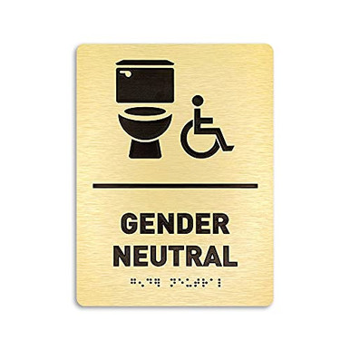 Gender Neutral Restroom ID Sign - Toilet Icon, Wheelchair Accessible ...