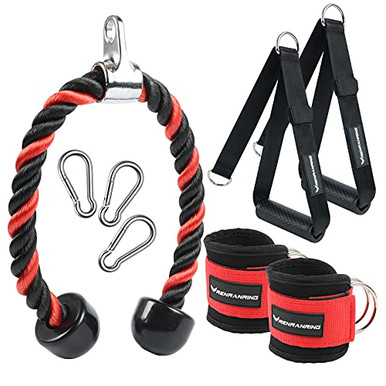 RENRANRING Tricep Rope Cable Machine Attachment - Ankle Straps for ...