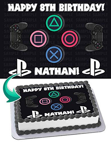 Cakecery Playstation Video Game Edible Cake Image Topper Personalized ...