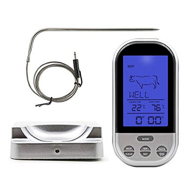 Digital Meat Thermometer, QhaPY Wireless Remote LCD Cooking Thermometer ...