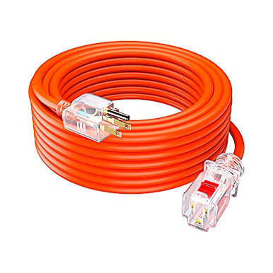 Extension Cord 50ft with New Lighted Locking Feature, Power Cable 3 ...