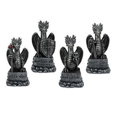 DWK "Medieval Motivation Mini Dragon Desk Statues 4 Piece Set ...