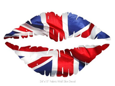Union Jack 01 - Kissing Lips Fabric Wall Skin Decal Measures 24x15 ...