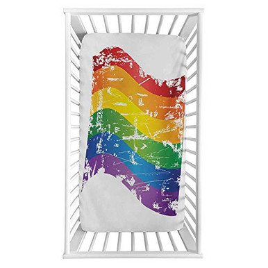 Vintage Rainbow Fitted Crib Sheet,Grunge Style Gay Pride Flag LGBT ...