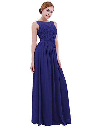 iEFiEL Women Lace Illusion Cross Pleats Bridesmaid Dress Long Evening ...