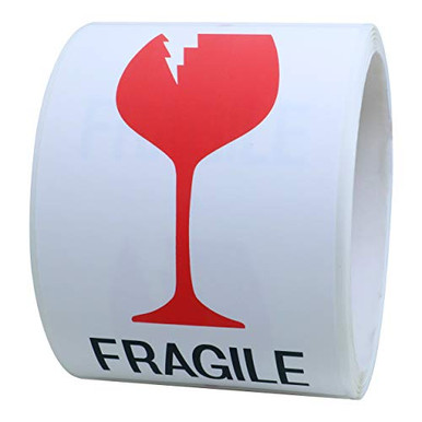 Aleplay Fragile Stickers Wine Glass Pattern 3x5 Inch Handle with Care ...