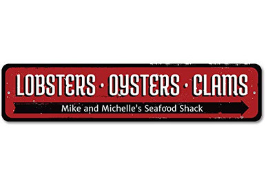 Seafood Shack Sign, Lobsters Oysters Clams Sign, Kitchen Sign, Beach ...