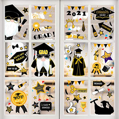 Konsait Graduation Window Decals, 9 Sheets Graduation Decorations 2021 ...