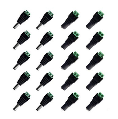 10 Pairs Male and Female 2.1x5.5mm DC Power Cable Jack Adapter Connector Plug for 12V LED Strip ...