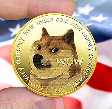 Dogecoin Coin Real Gold Coins Doge Coin Metal Mask Token Display Case ...