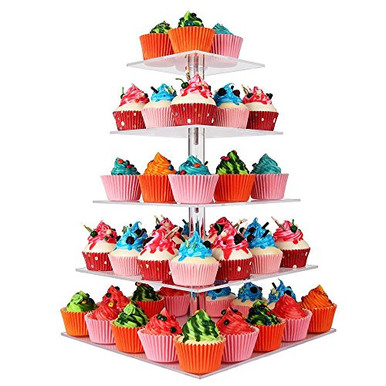 weddingwish 5 Tier Square Acrylic Cupcake Stand - Warehousesoverstock