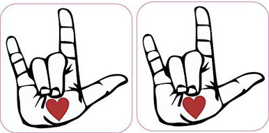 StickerTalk Heart Hand ASL I Love You Vinyl Stickers, 1 sheet of 2 ...