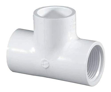 PVC Tee Pipe Fitting Sch 40 - 3/4 Inch Socket x 3/4 Inch FNPT x 3/4 ...