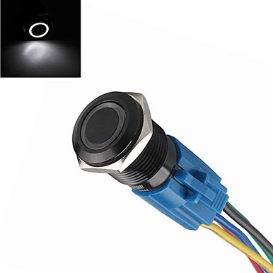 Etopars Black Case 16mm White Angel Eye Symbol LED 12V Push Button ...
