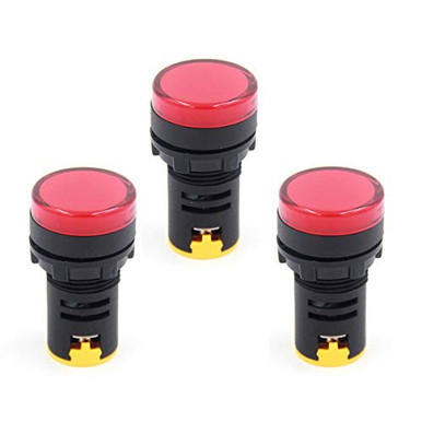 Fnnimc 3Pcs AC/DC 6V Indicator Lights, Red LED, Flush Panel Mount 22mm ...