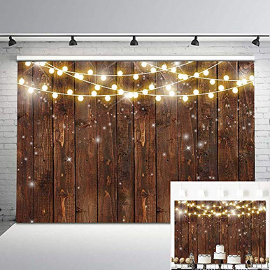 Mocsicka Rustic Wood Photography Backdrop Shinning Lights Vintage ...