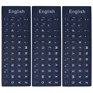 3 Pack English Keyboard Stickers, Black Background with White Lettering ...