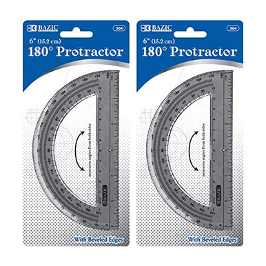 BAZIC Protractor Semicircular 6 Inch 180 Degrees, Plastic Math ...