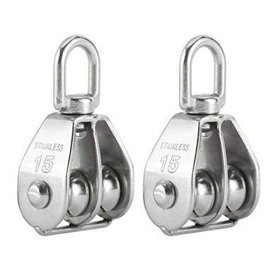 Artilife 2Pcs M15 Double Pulley Block Stainless Steel 304 Wire Rope ...