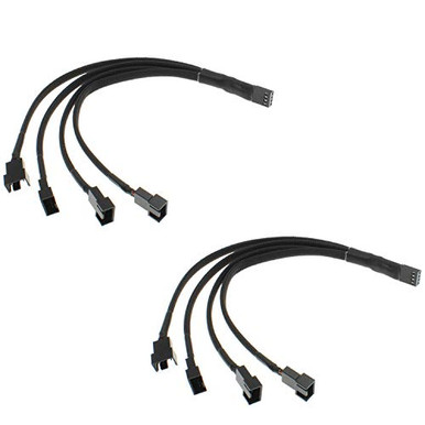 upHere PWM Fan Splitter 4 pin Adapter Cable Sleeved Braided Y Splitter ...