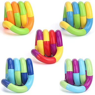LNCOJOLM Tangles Fidget Toys 5 Pack, Twist Snake Fidget Finger Toys ...