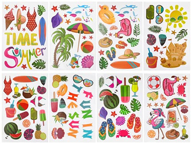 8 Sheets Summer Window Clings Beach Pool Static Summer Window Decals ...