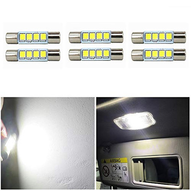 WLJH 6x Super Bright White 2835 Chip 6000k 28mm Led Visor Light Bulb ...