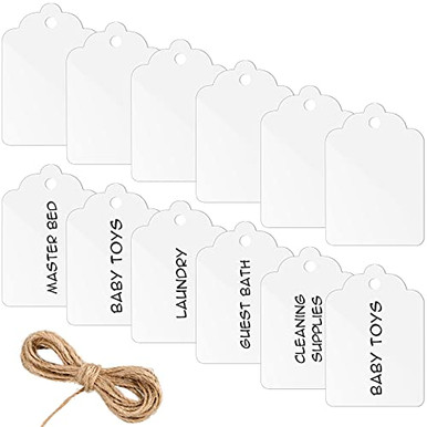 12 Pieces Acrylic Basket Tags Acrylic Organizer Hanging Labels for ...
