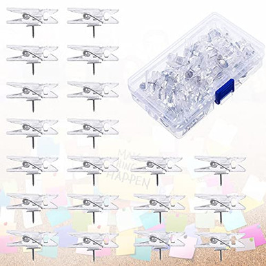 50Pcs Clear Push Pin Clips, Transparent Plastic Thumb Tacks Clips Cute ...